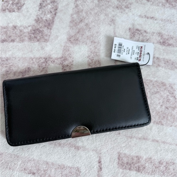 Kohl's | Bags | Kohls Black Wallet With Silver Accent | Poshmark